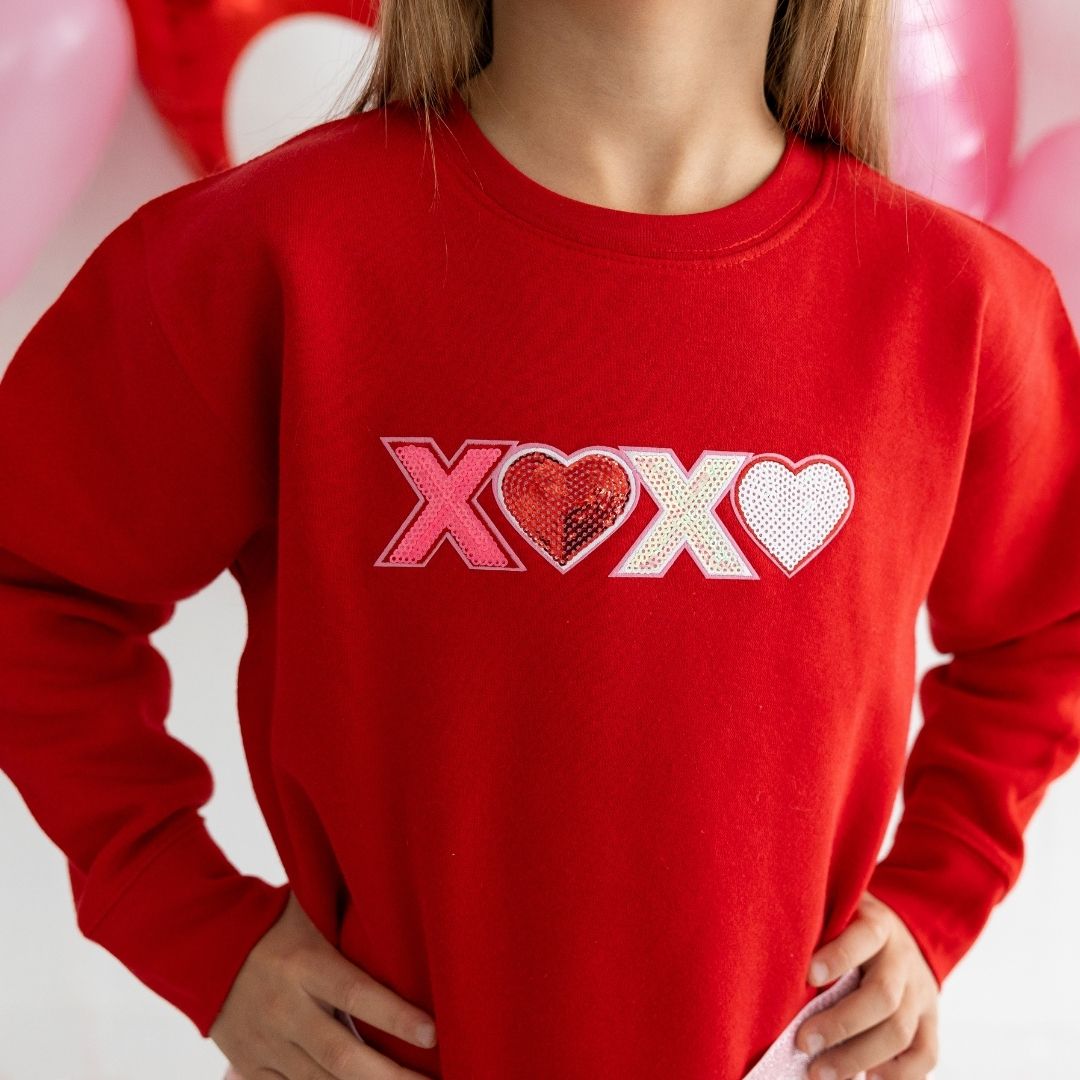 XOXO Sequin Patch Valentine's Day Sweatshirt - Red – Sweet Wink - Wholesale