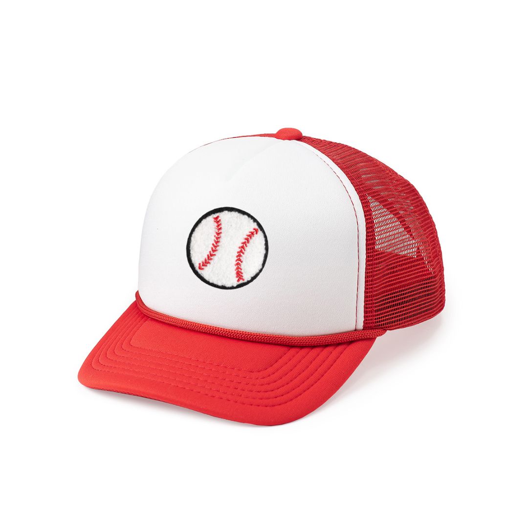 Baseball Patch Trucker Hat - Red/White – Sweet Wink - Wholesale
