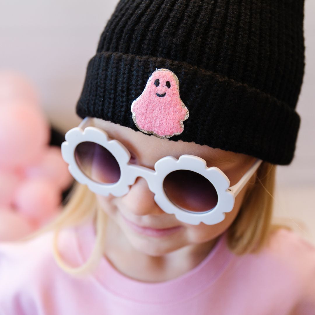 Pink Ghost Patch Halloween Beanie - Black – Sweet Wink - Wholesale