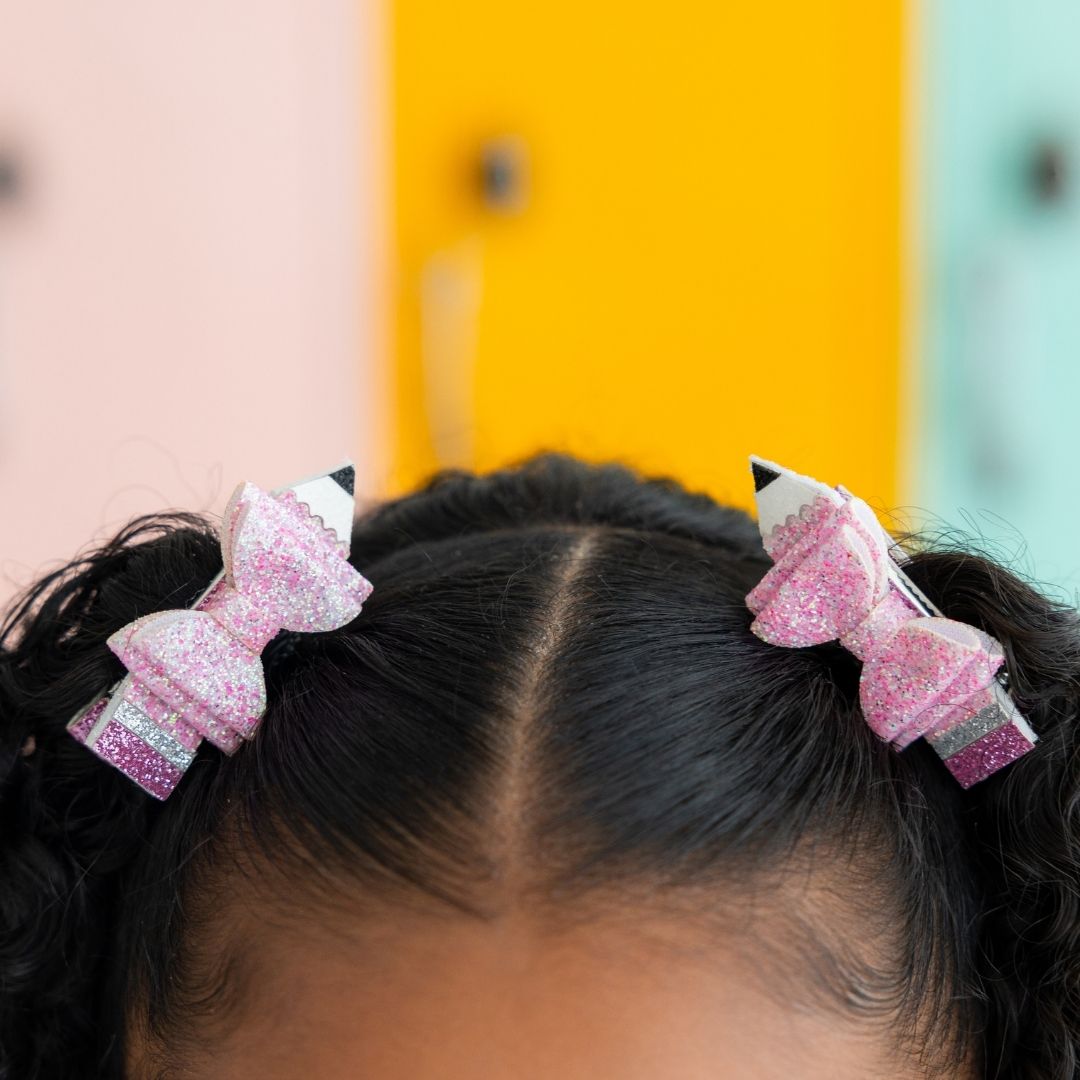 Pink Pencil Bow Clip Set – Sweet Wink - Wholesale